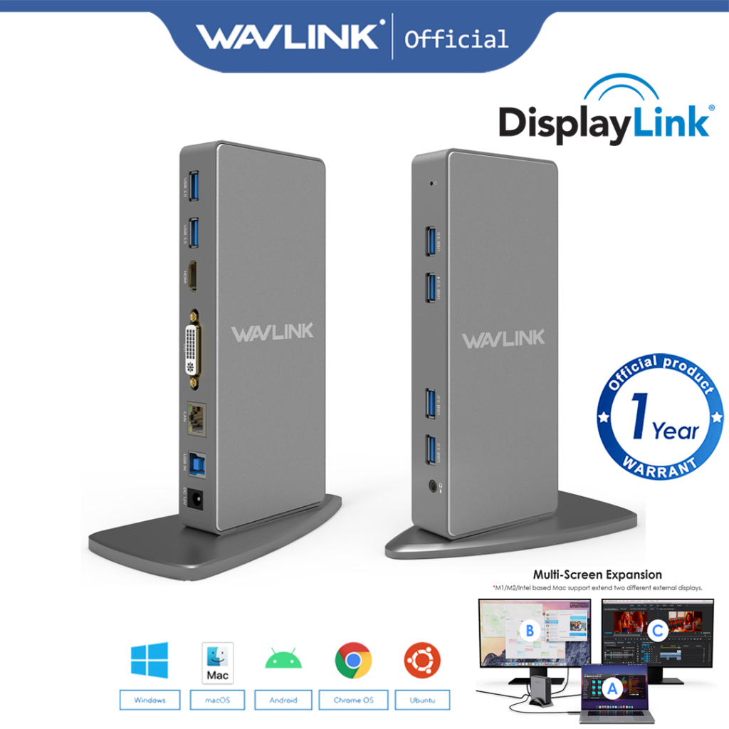 Wavlink Aluminum USB 3.0 Universal Docking Station With Displaylink for ...