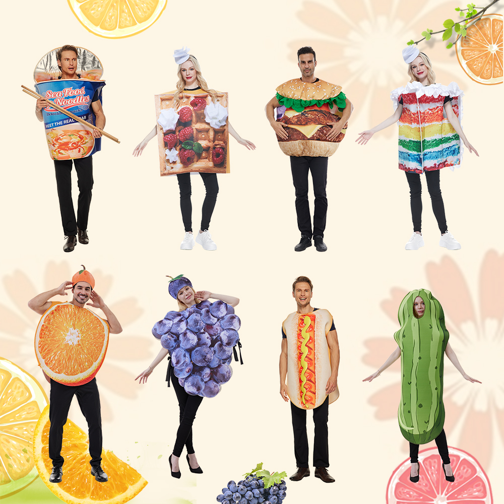 COD Adult Funny Food Fruit Halloween Costume Men&Women Orange Vegetable Mascot Cosplay Outfits ...