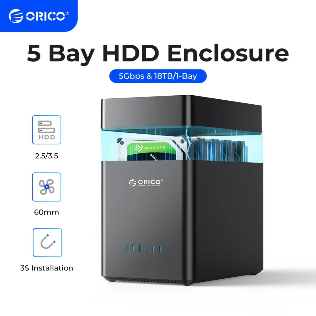 ORICO 3.5 Inch 5 Bay Magnetic-Type Usb3.0 Hard Drive Enclosure 50tb ...