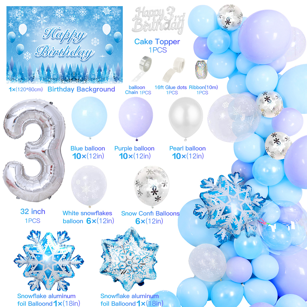 3rd Frozen Birthday Decoration Girls,Frozen Balloon Garland Arch Kit ...