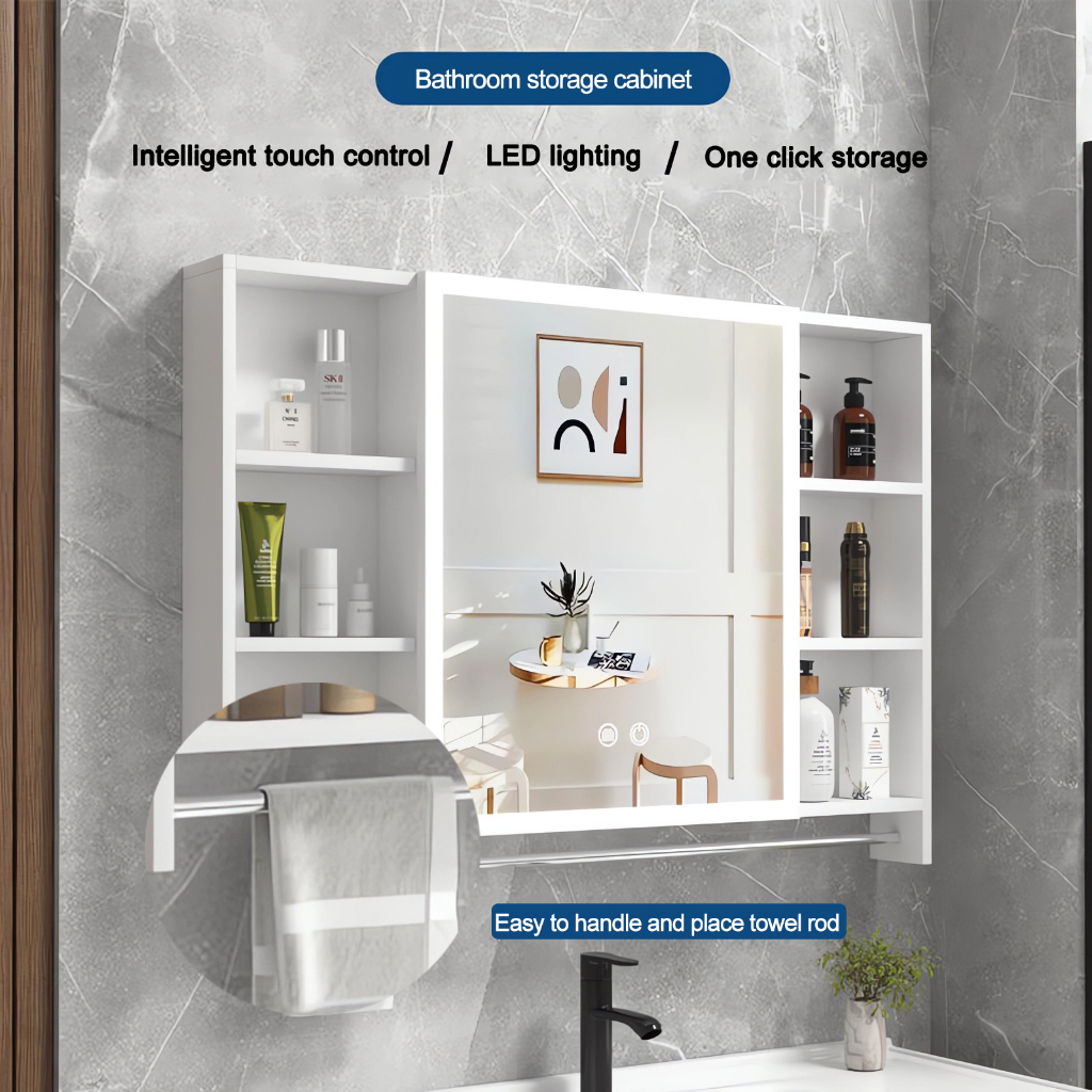 Space aluminum alloy bathroom wall mounted mirror cabinet, intelligent ...