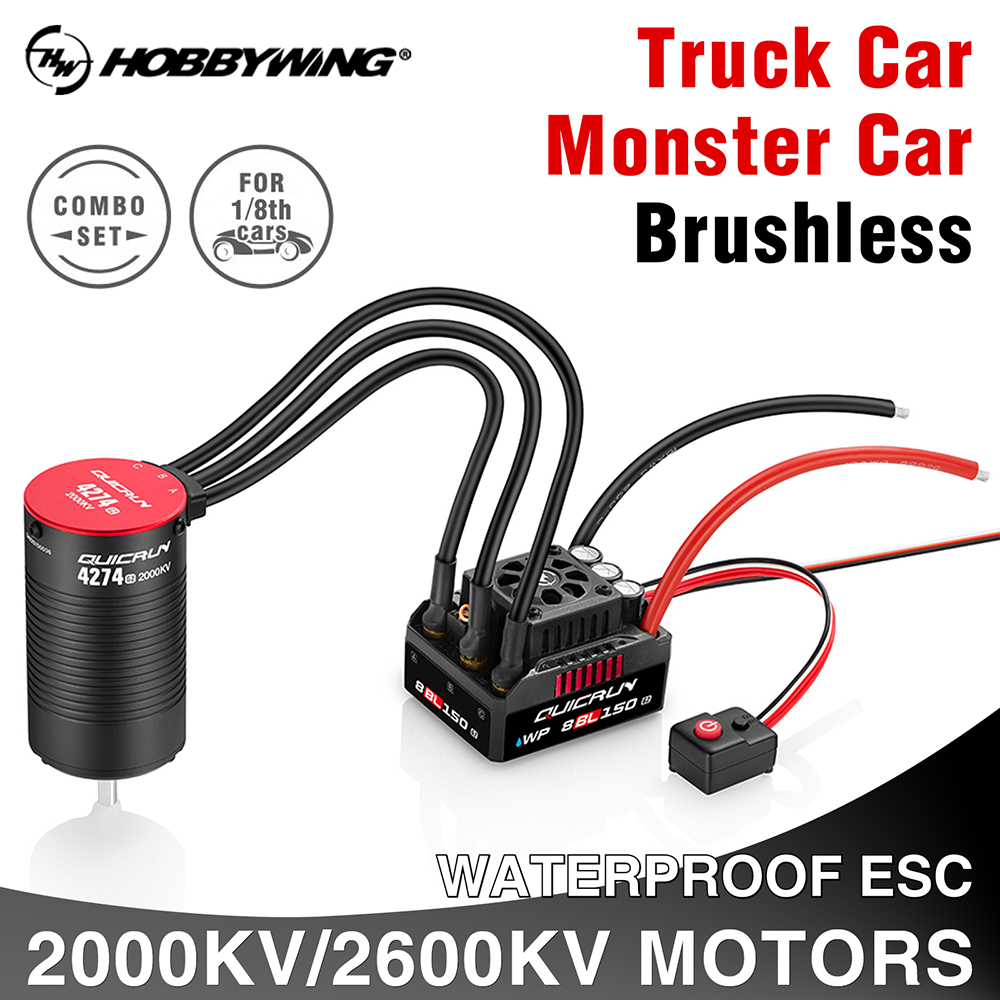 HOBBYWING QuicRun 150A G2 3-6S Waterproof Brushless ESC Motors for 1/8 ...