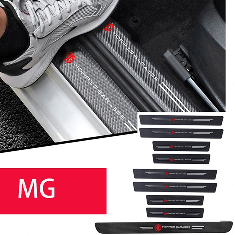 9Pcs MG Logo Decal Sticker Car Door Sill Protector Sticker Carbon Fiber ...