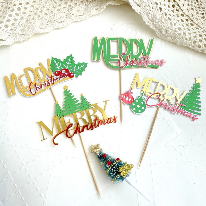 Merry Christmas Cake Topper Paper Christmas Cake Decor for Christmas ...