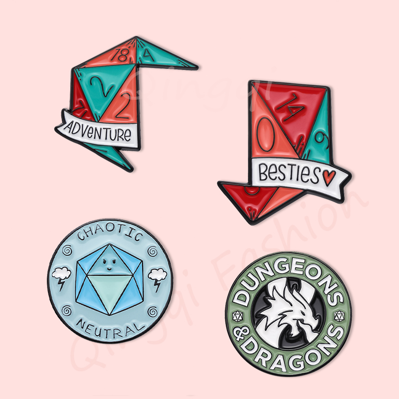 Dragons Dungeons Dice Enamel Pins Brooches Adventure Besties D20 Game ...