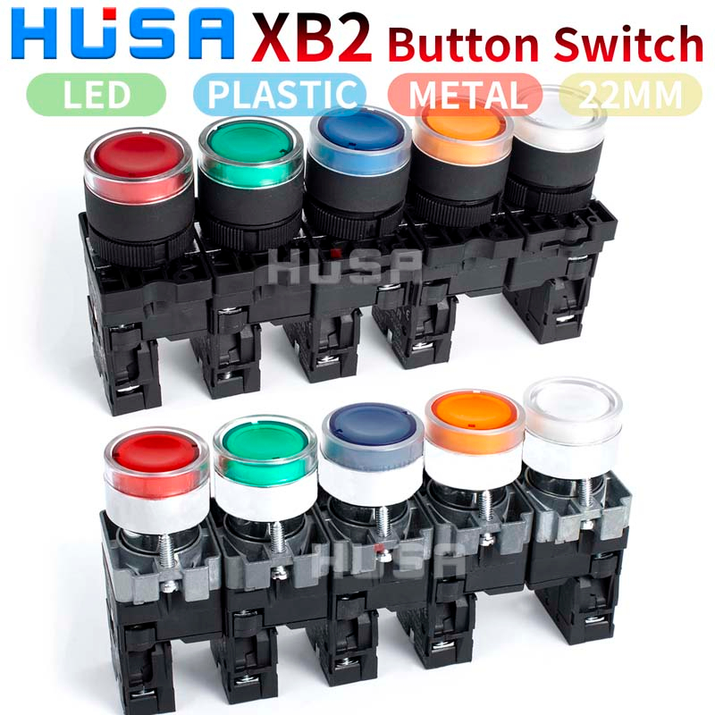 XB2 LED Button switch self reset flat head 22mm start 1NO NC NO/NC self ...