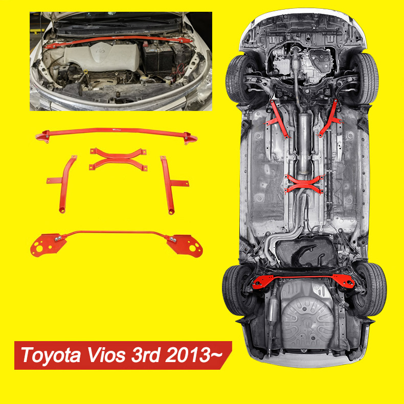 Car Strut Brace Kit for Toyota VIOS 3rd 2013~2023 Chassis Tuning Parts ...