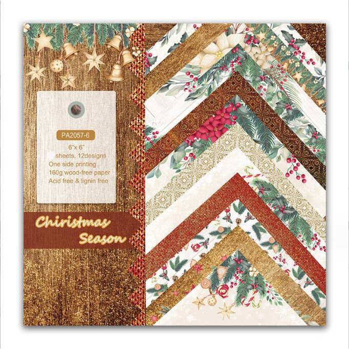 Paper Pack 6"x6" Christmas season 12 sheet Art Background Paper Card ...