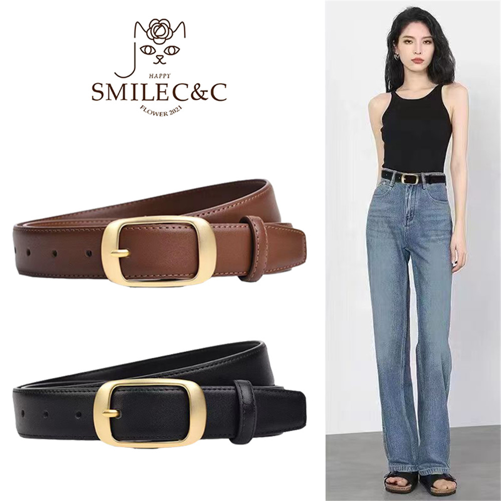 SmileFairyCC 【COD & Ready Stock】Women square buckle belt PU leather ...