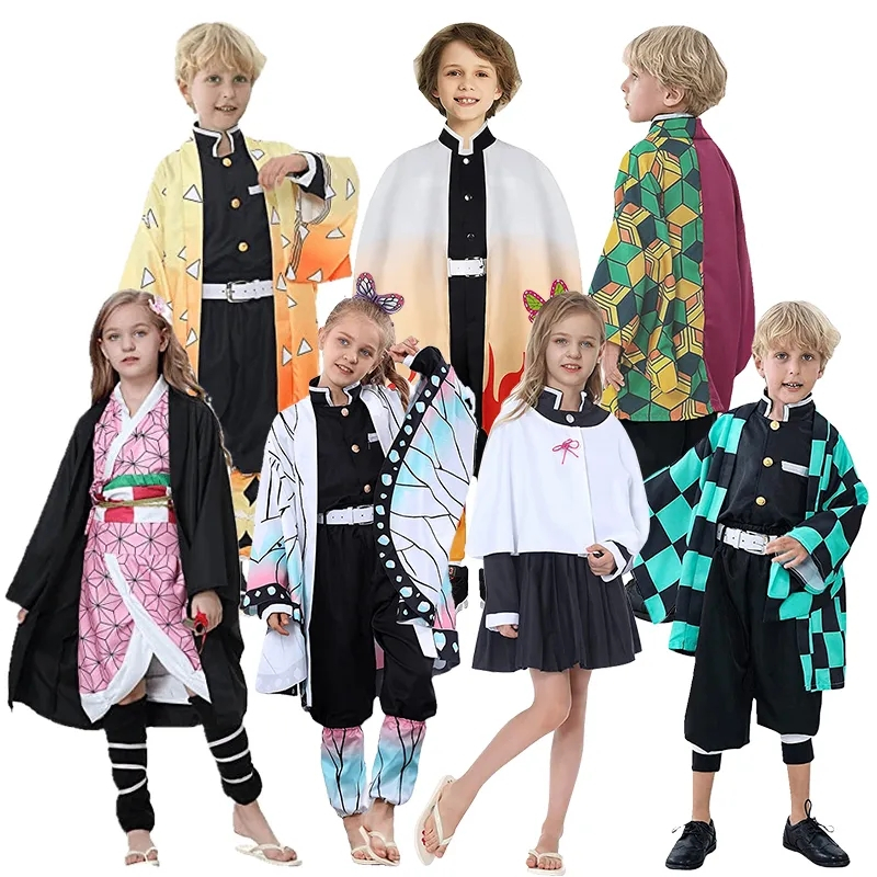 Kids Demon Slayer Cosplay Kamado Tanjirou Kimono Suits Anime Kimetsu No ...