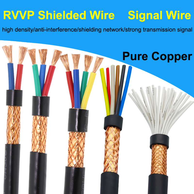 0.3/0.5/0.75/1/1.5/2.5mm² 4 Core Pure Copper RVVP Shielded Cable Audio Control line Signal Wire ...
