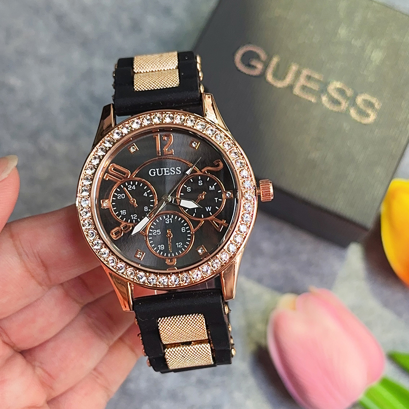 Guess Women's Fashion Rubber Three Dial Quartz Watch | Shopee Philippines