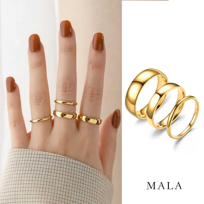 Titanium Steel Ring Korean Simple 18K Gold Plated Couples Ring Men ...