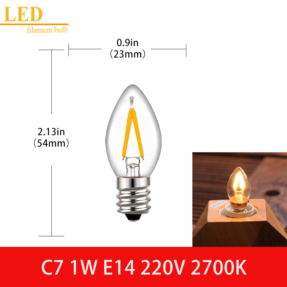 E12 E14 E27 LED Edison Bulbs 1W 2W 3W 4W 6W 8W House Decoration Bulb C7 ...