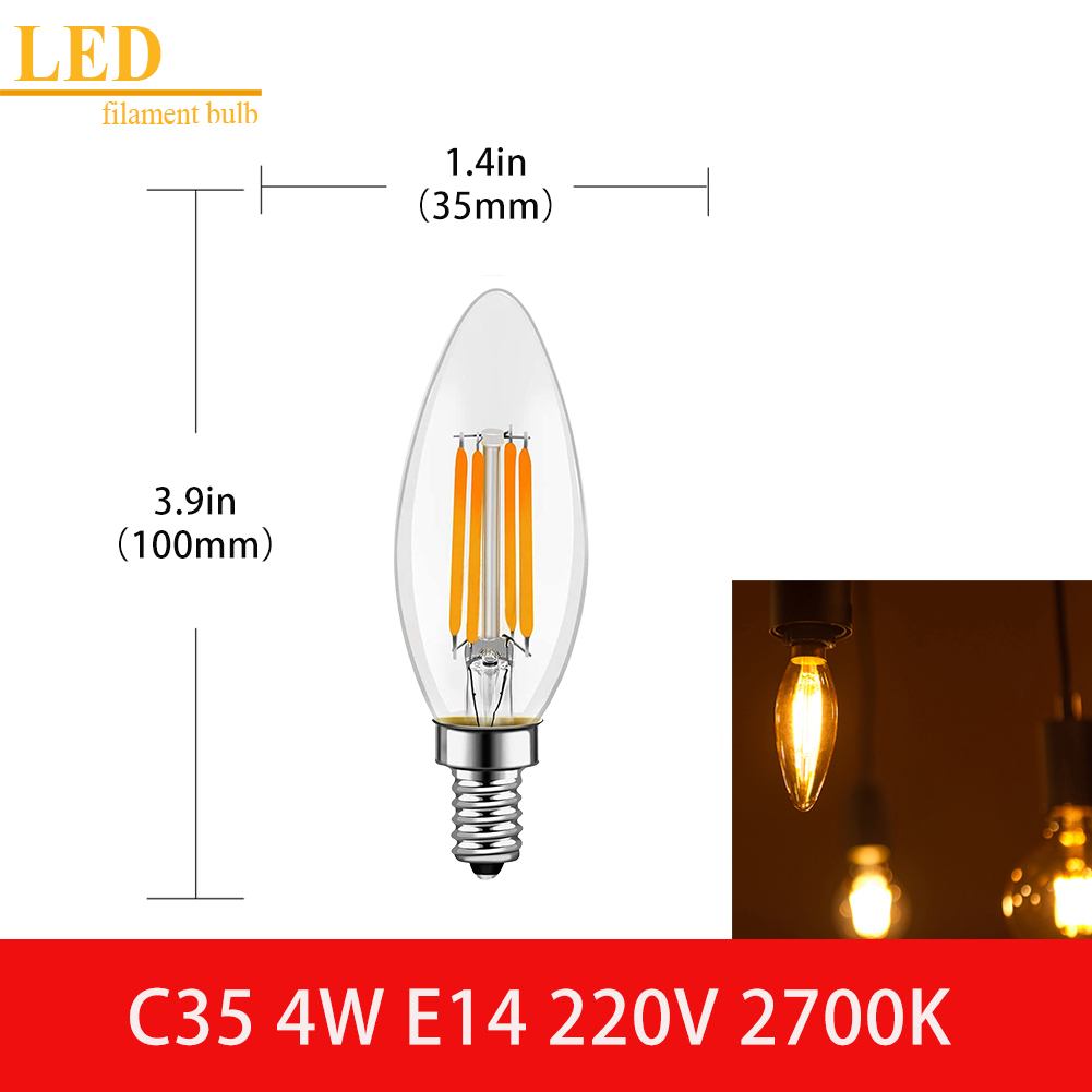 E12 E14 E27 LED Edison Bulbs 1W 2W 3W 4W 6W 8W House Decoration Bulb C7 C35 T20 T16 A19 G40 G80 ...