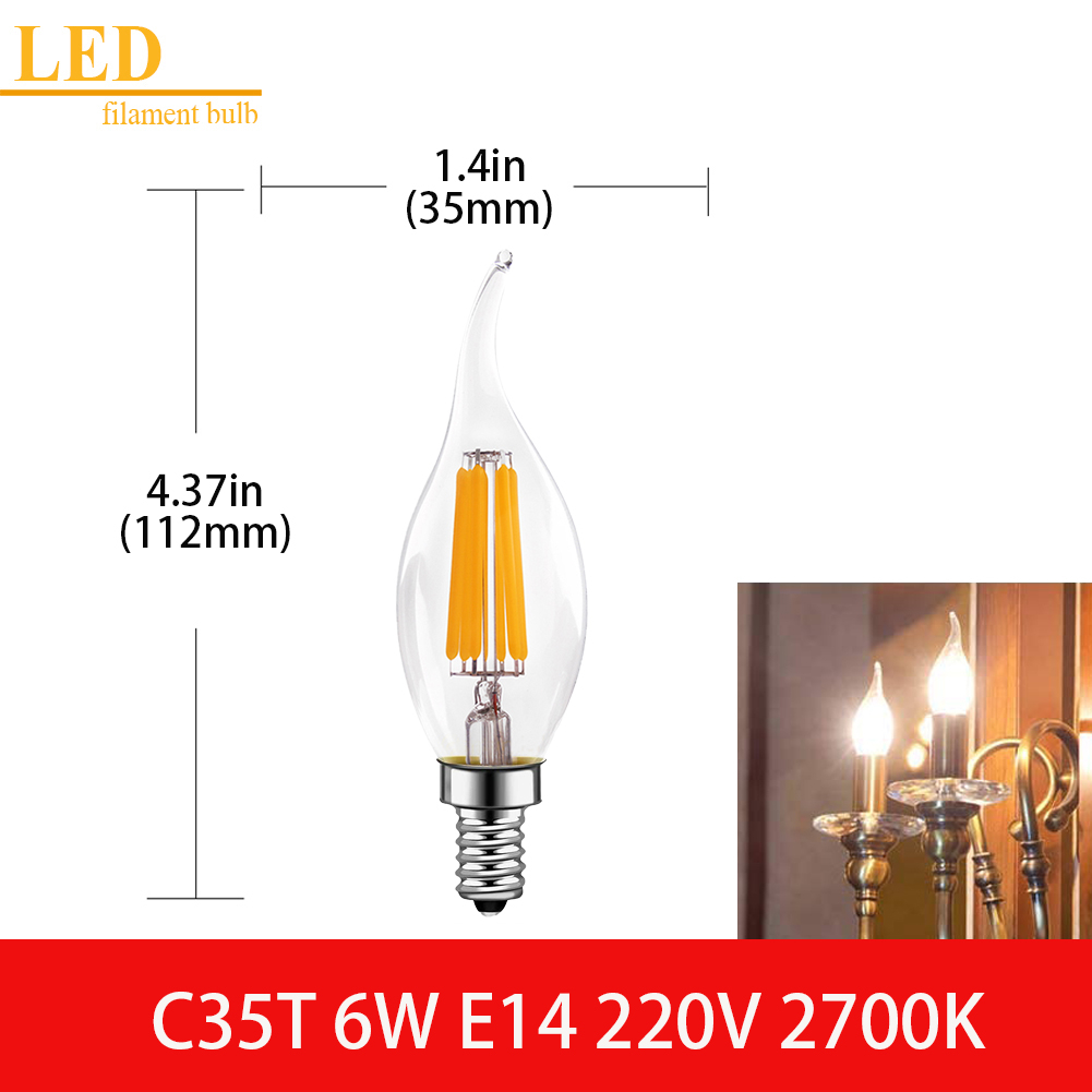 E12 E14 E27 LED Edison Bulbs 1W 2W 3W 4W 6W 8W House Decoration Bulb C7 C35 T20 T16 A19 G40 G80 ...