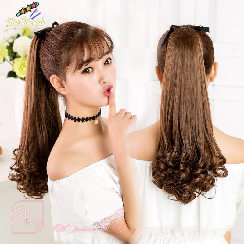 Ponytail Wigs For Kids Toupee Extensions Ponytail Short Curly Synthetic ...