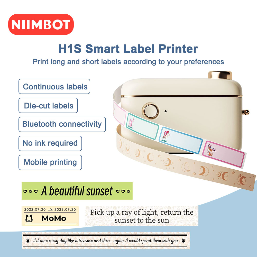 NIMBOT H1S Label Printer with Tape Portable Mobile Editable Sticker ...