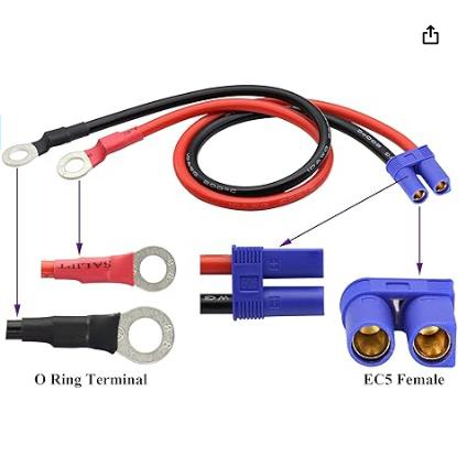 EC5 to O Ring Terminal Cable,EC5 Female to O Ring Eyelet Terminal Plug ...
