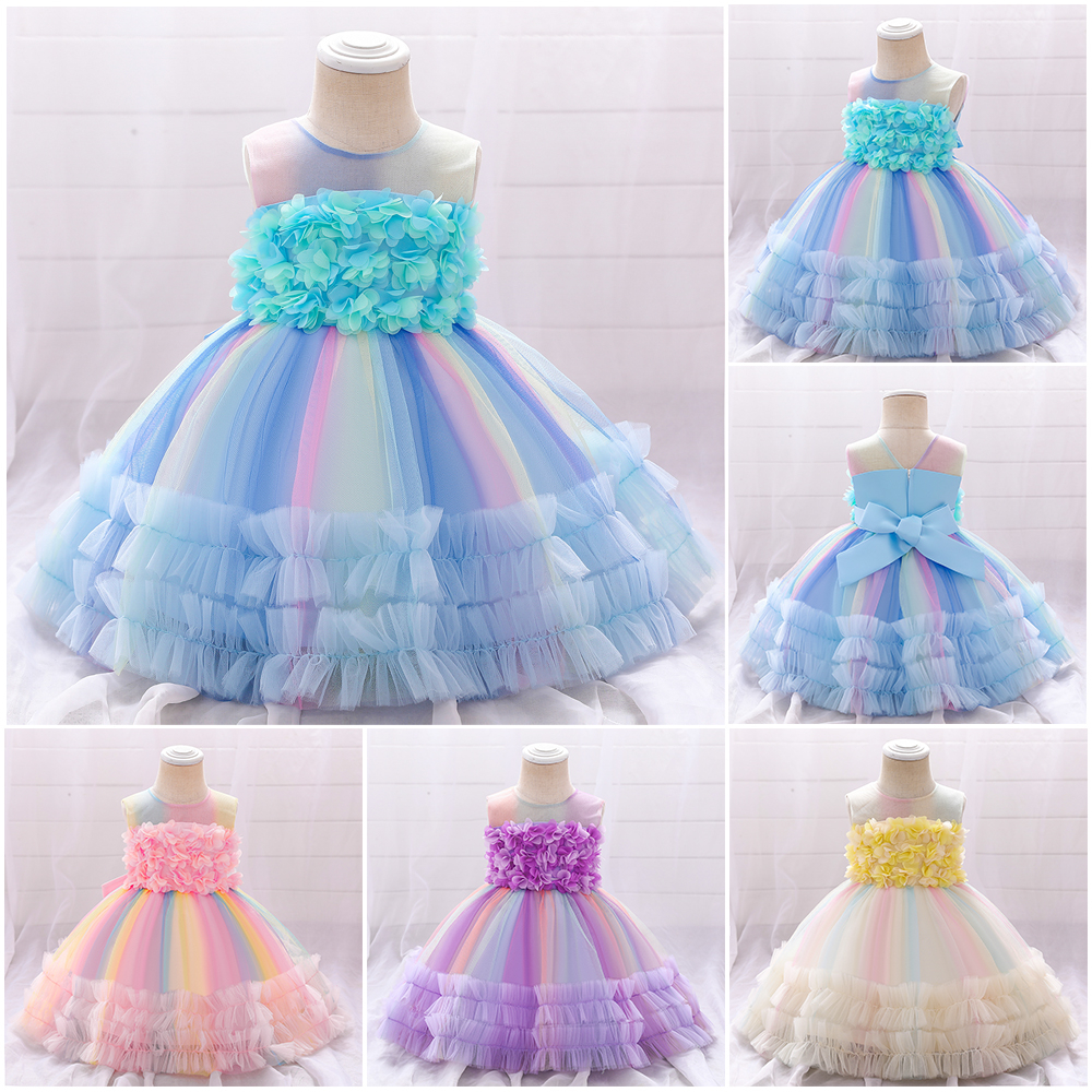 MQATZ Summer Colorful Princess Dress For Baby Girl Lace Baptism 1st ...