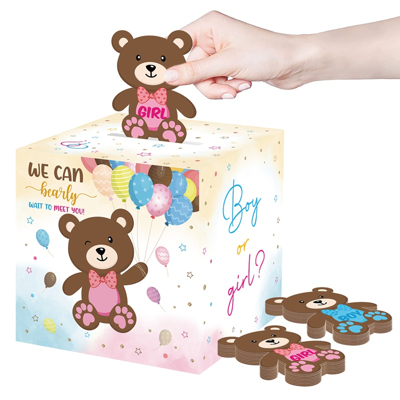 25pcs Bear Boy or Girl Voting Box Baby Gender Disclosure Voting Box for ...