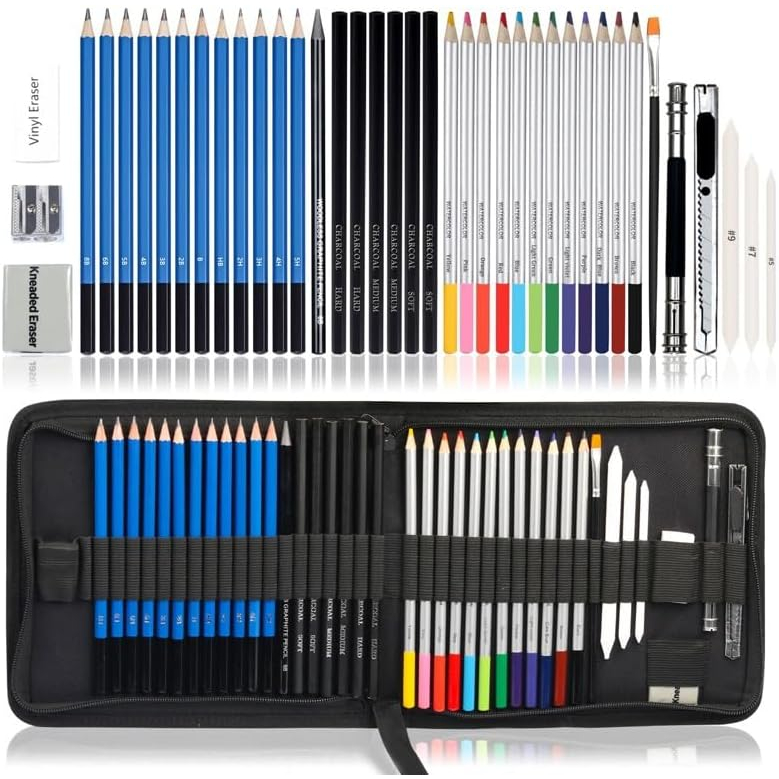 Castle Art Supplies Graphite Drawing Pencils and Sketch Set (41-Piece ...