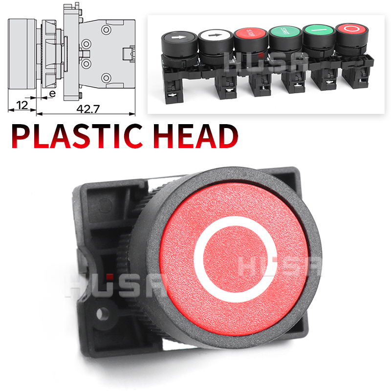 XB2 Button switch 1pcs self reset flat head 22mm start 1NO NC Momentary Push Button Switch ...