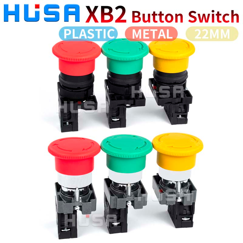 XB2 Button switch self reset Mushroom head 22mm start 1NO NC Momentary ...