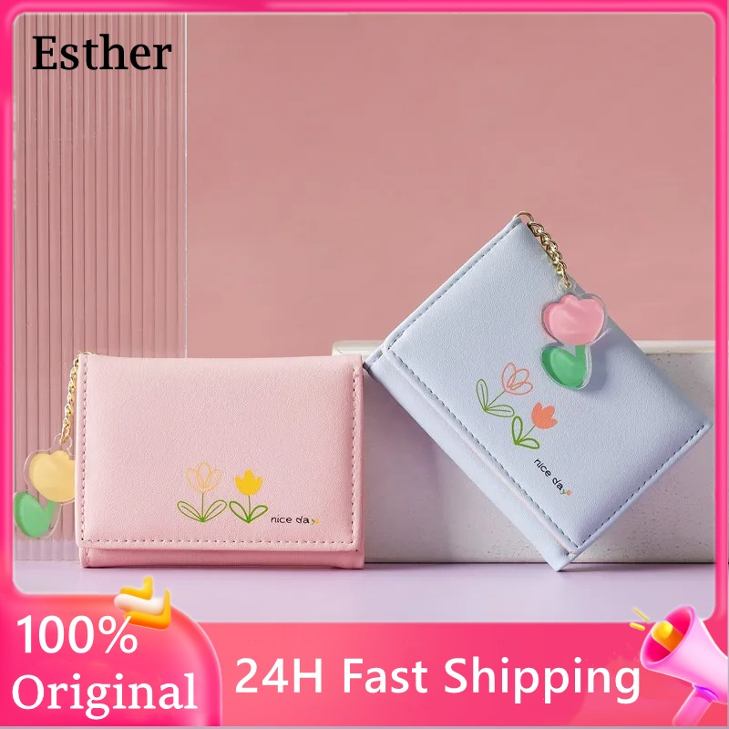Tulip Wallet for woman Student Cute wallets women new 2023 Folding PU ...