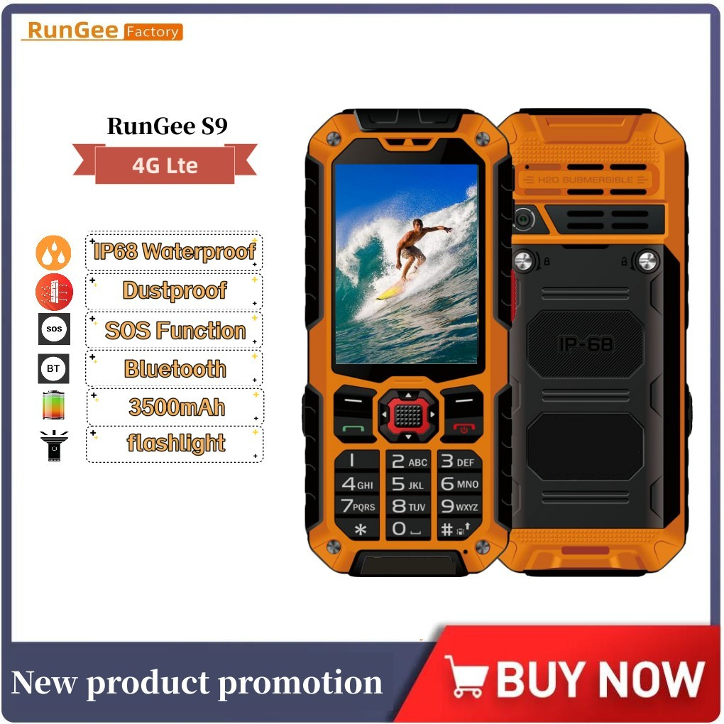 Rungee S9 4G LTE Phone 38 day standby IP68 Waterproof Bluetooth ...