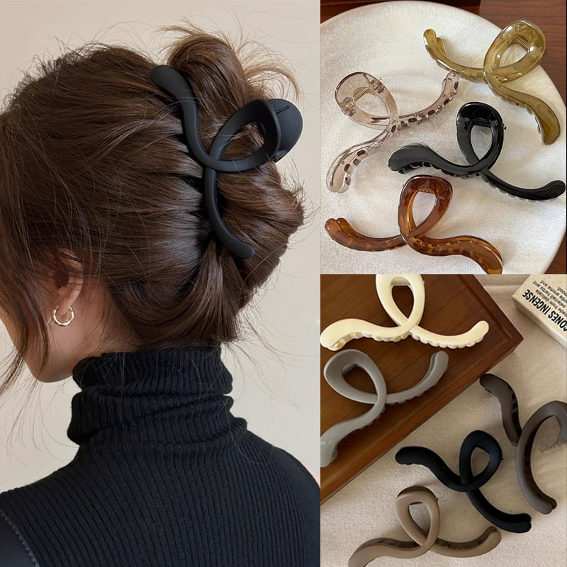 Acrylic Design Wave Lines Matte Large Hair Clip Grips Hair Clamp ...