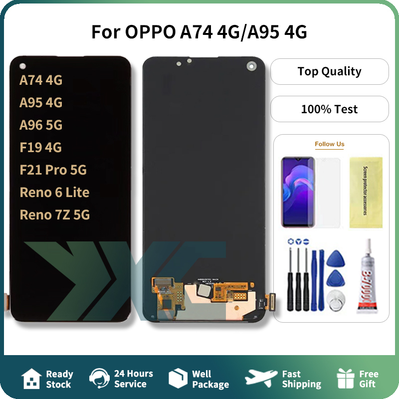 For Oppo A74 4G/A95 4G/F19 4G/A96 5G/Reno 6 Lite/Reno 7Z 5G/F21 Pro 5G LCD Screen Assembly ...