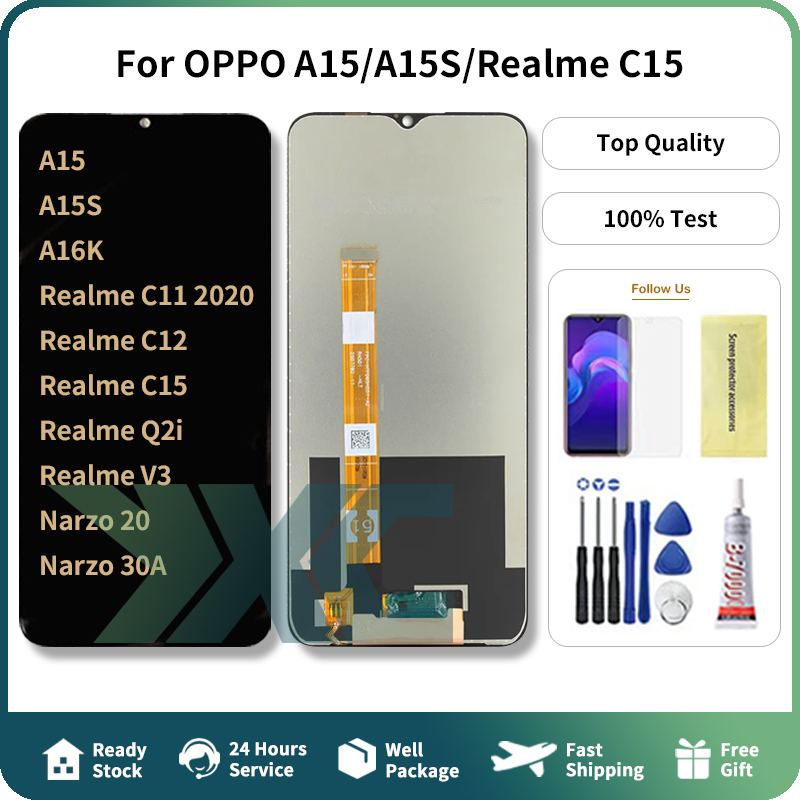 For Oppo A15 A15s A16K Realme C11 2020 C12 C15 Q2i V3 Narzo 20 narzo 30A LCD Screen Assembly ...