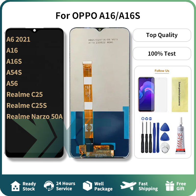 For Oppo A6 2021 A16 A16S A54S A56 Realme C25 C25S Narzo 50A LCD Screen Assembly Replacement ...