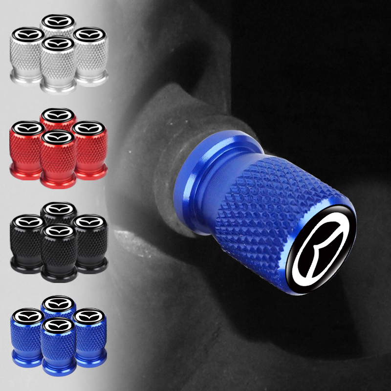 4pcs Aluminum Threaded Car Valve Anti-dust Cap Drip Glue Car Logo Wheel ...