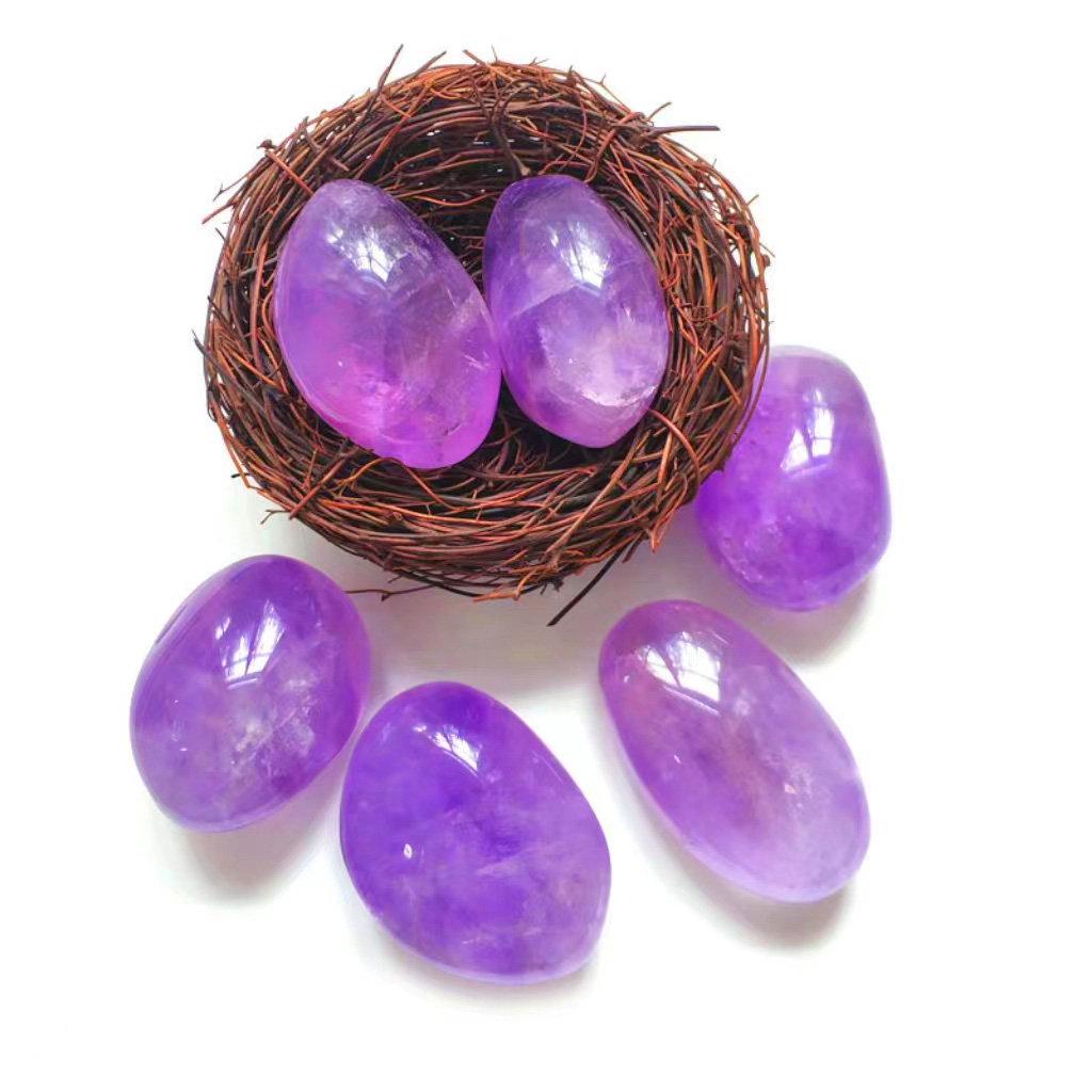 1Pc Crystal Palm Stone Natural Amethyst Massager Gemstone Purple Stones ...