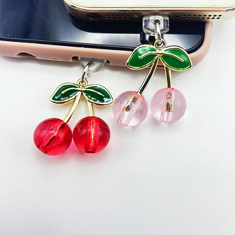 Mobile Phone Anti-dust Plug diy Cherry Charm Mobile Phone Anti-dust ...
