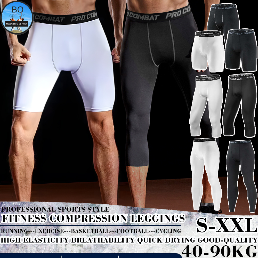 BOSPORT【Fast Shipping】Men`s Compression Shorts Basketball 3 4 Leggings ...