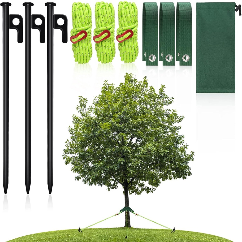 3 Pack Tree Stakes Kit, Heavy Duty Tree Stakes and Supports for Young ...