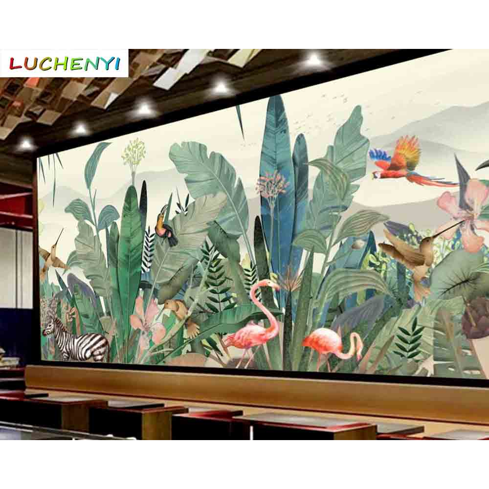 Custom tropical plant forest animal landscape wallpaper mural,living ...