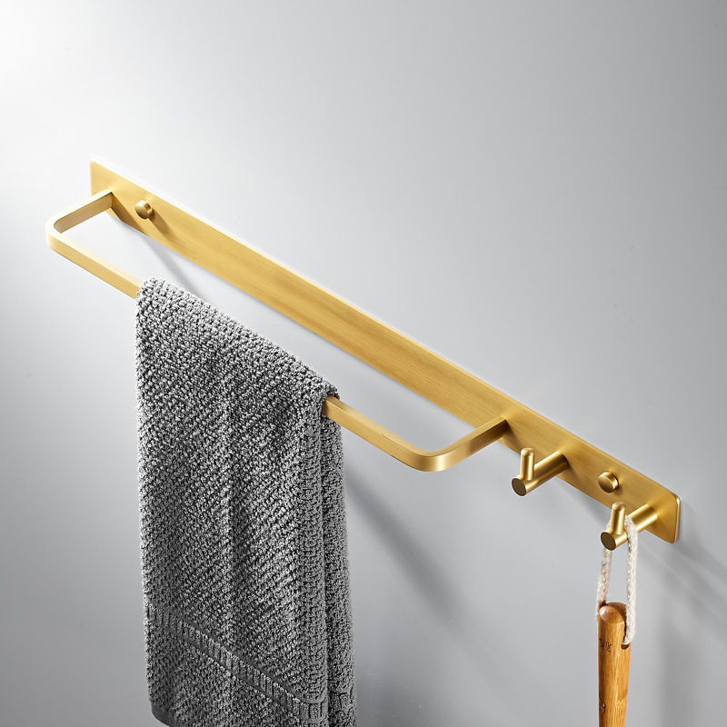 Nordic luxury style brass brushed gold towel bar bathroom hotel punch ...
