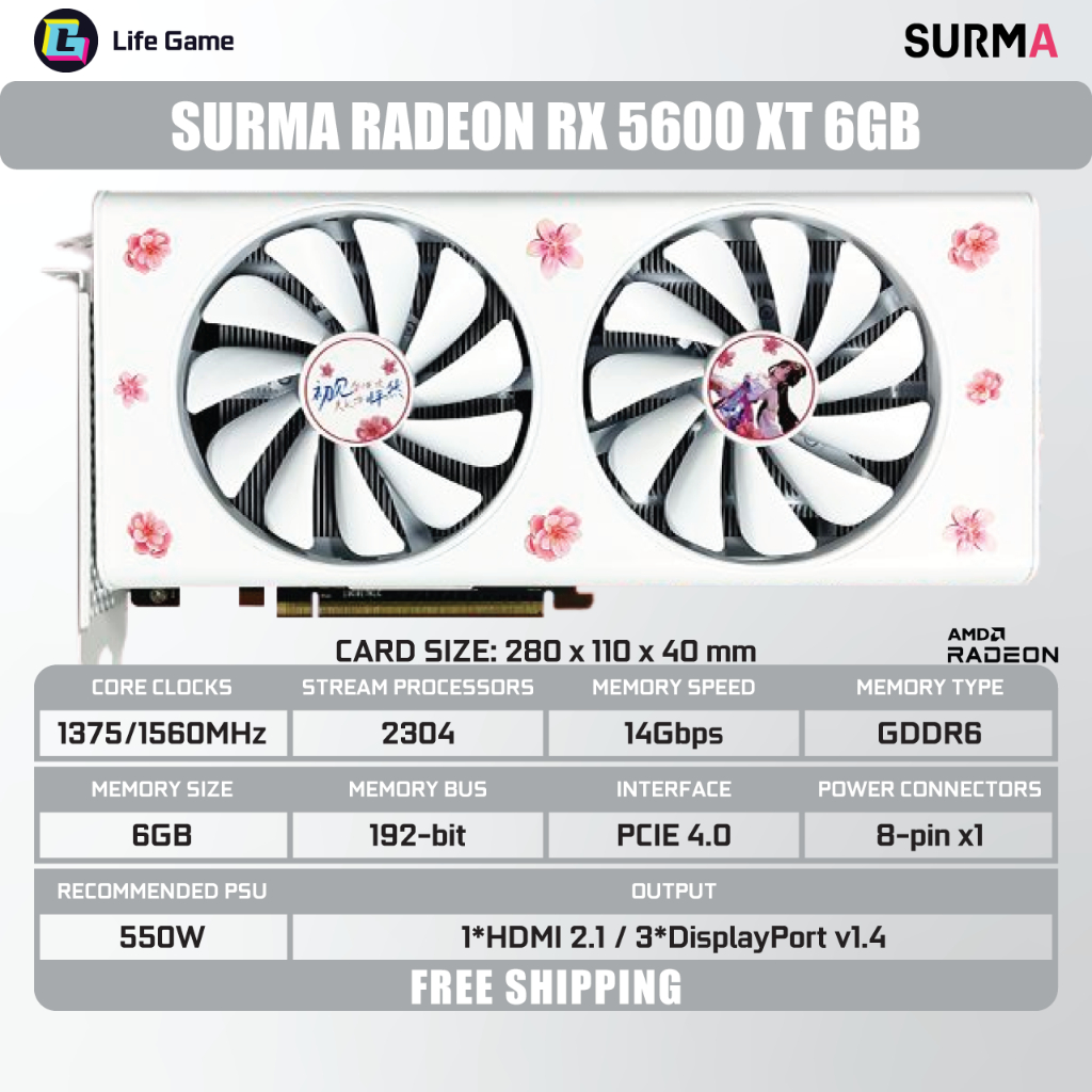 Brand new White GPU RX 5600 XT 6GB AMD Graphic Graphics Card grafik ...