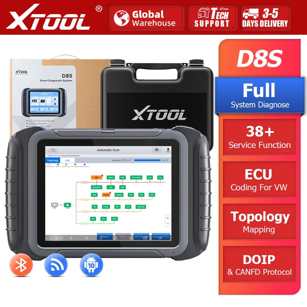 XTOOL D8S Automotive Diagnostic Tool [2023 New Upgraded], Topology Map, Bi-Directional Control ...