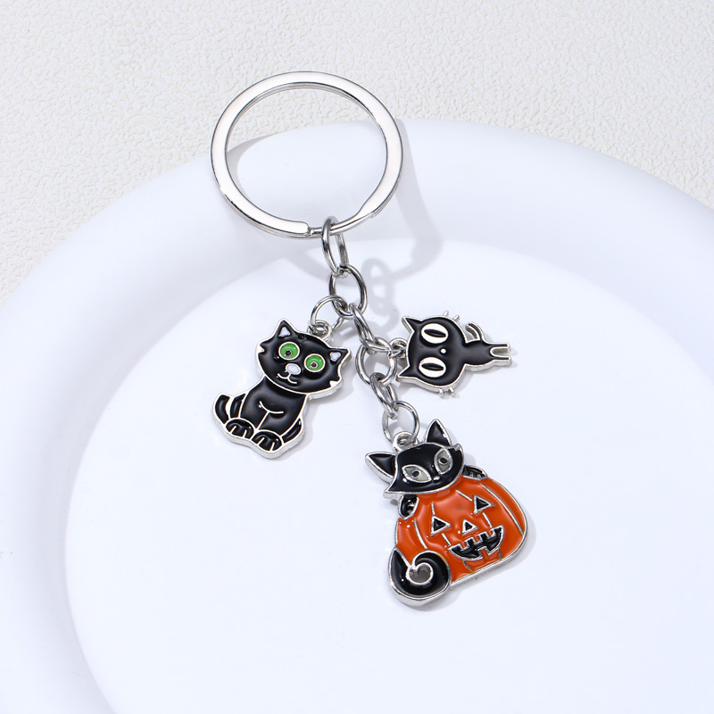 Cute Black Cat Spider Key chains Ghost Pumpkin Key Rings For Friend ...