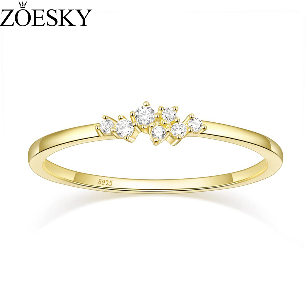 ZOESKY 1.5mm 925 Sterling Silver 14K Gold Plated CZ Wedding Bands for ...