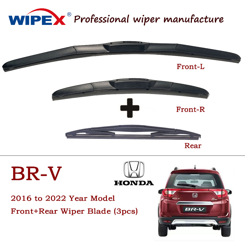 (Front+Rear 3pcs) Honda BRV Wiper Blade Set for 2016 to 2022 Year BR-V ...