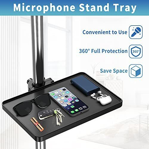 Universal Mic/Microphone Stand Tray Adjustable Clamp-On Rack Tray ...
