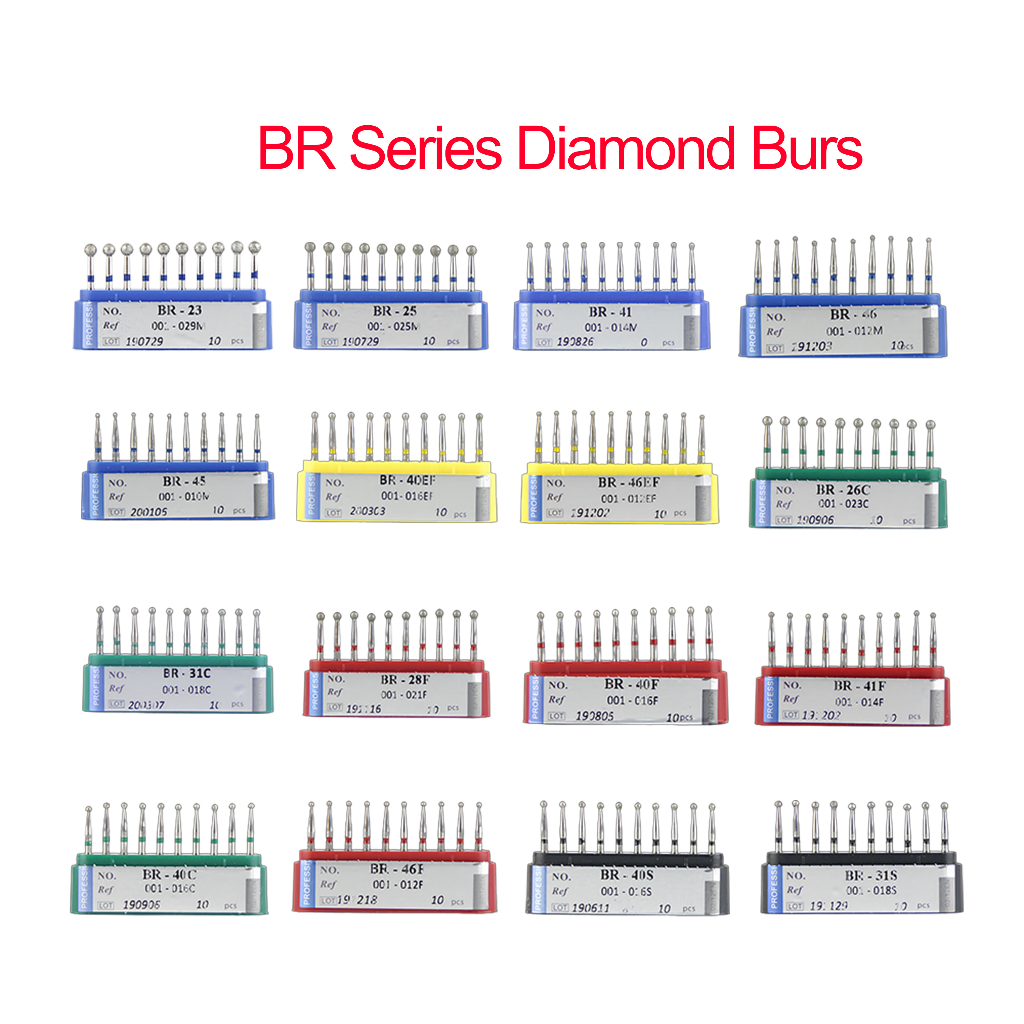 10Pcs/set BR series Round Burs Diamond Burs Resto Bur Drills High Speed ...