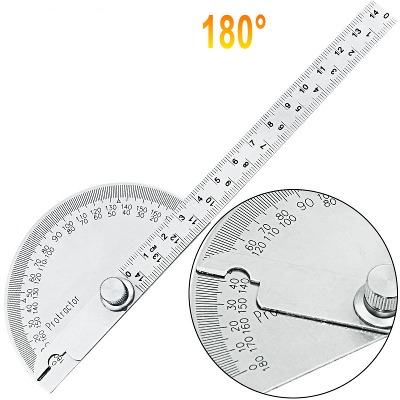 145mm stainless steel 180 protractor angle meter measuring ruler rotary ...