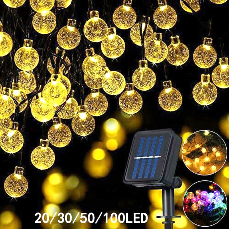 GC LIGHTS 20/30/50/100 LED Waterproof Solar Crystal Ball lights ...